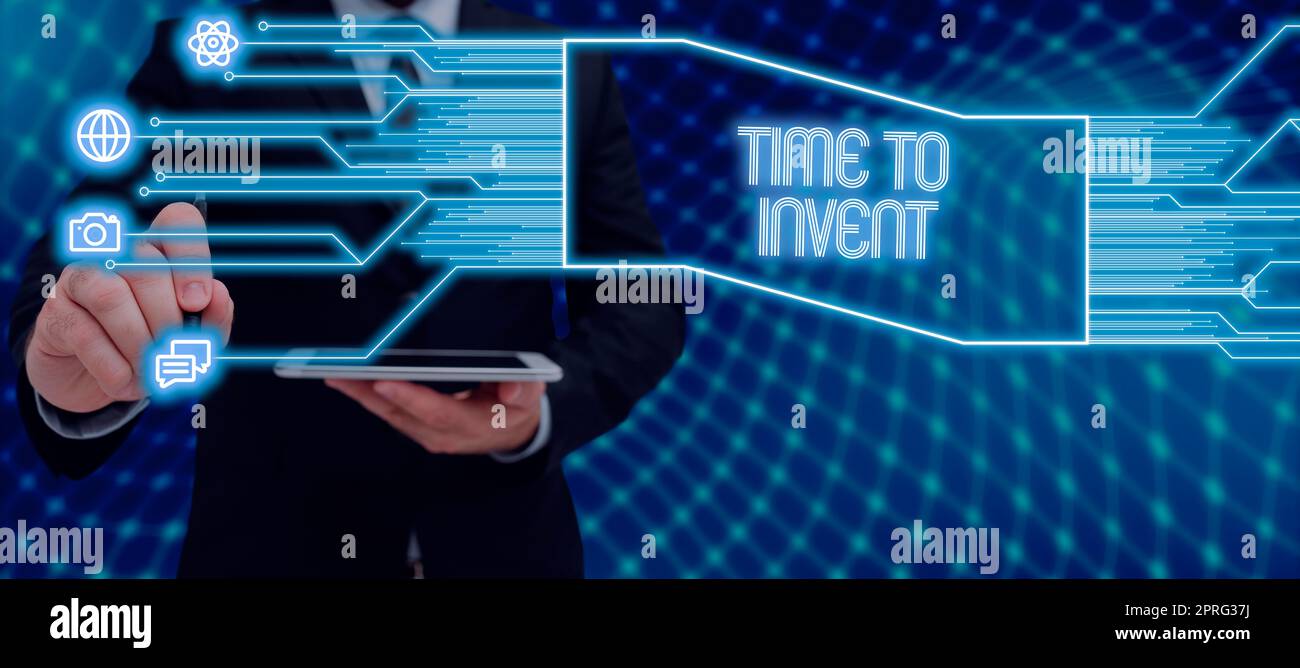 Conceptual caption Time To Invent. Word Written on Invention of ... Conceptual caption Time To Invent. Word Written on Invention of ...