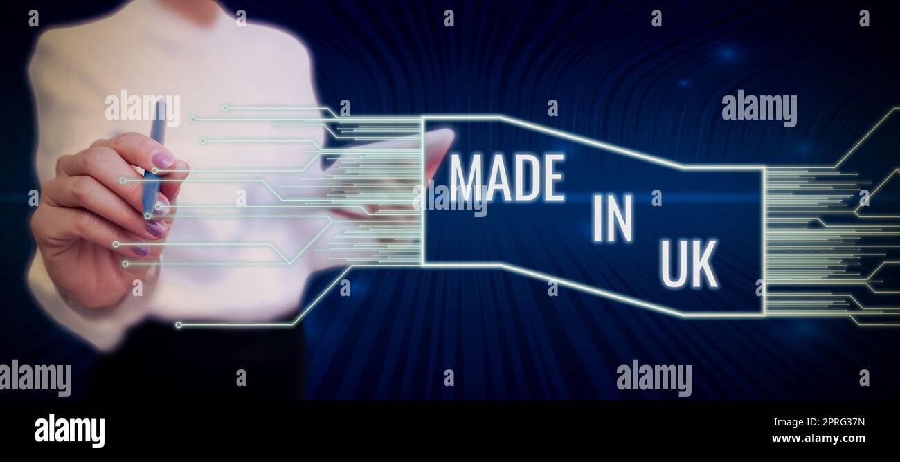 Text caption presenting Made In Uk. Concept meaning Something ...