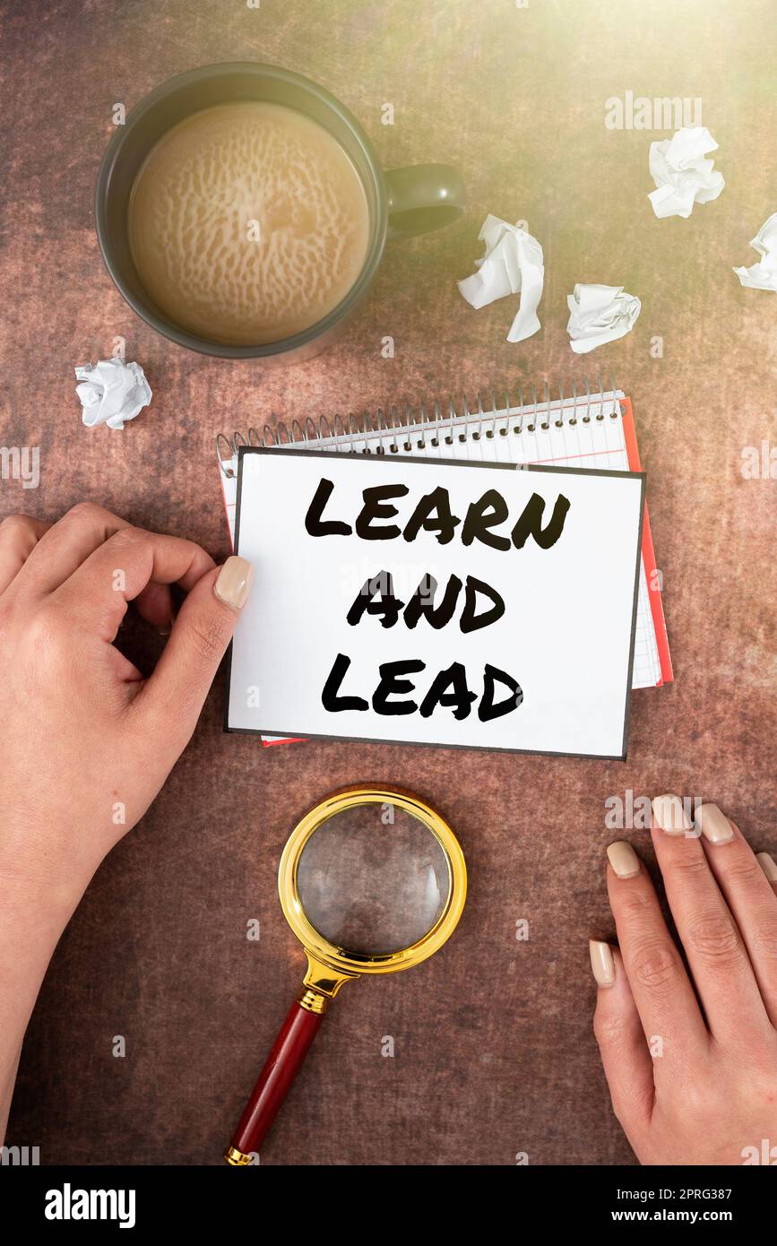 Conceptual caption Learn And Lead. Business showcase Improve the skills ...