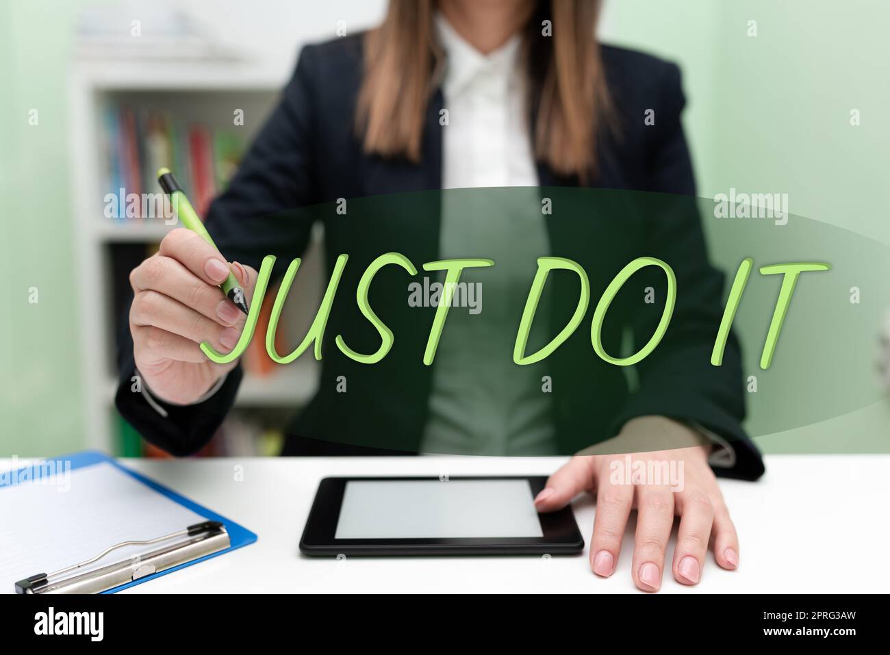 Text caption presenting Just Do It. Concept meaning Motivation for ...