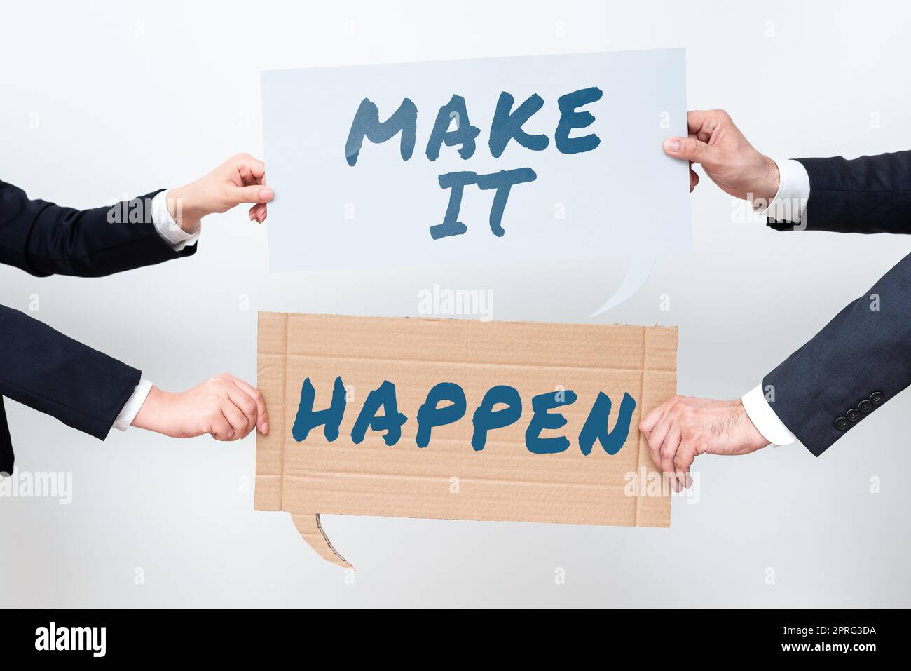 Hand writing sign Make It Happen. Internet Concept Do things so your ...