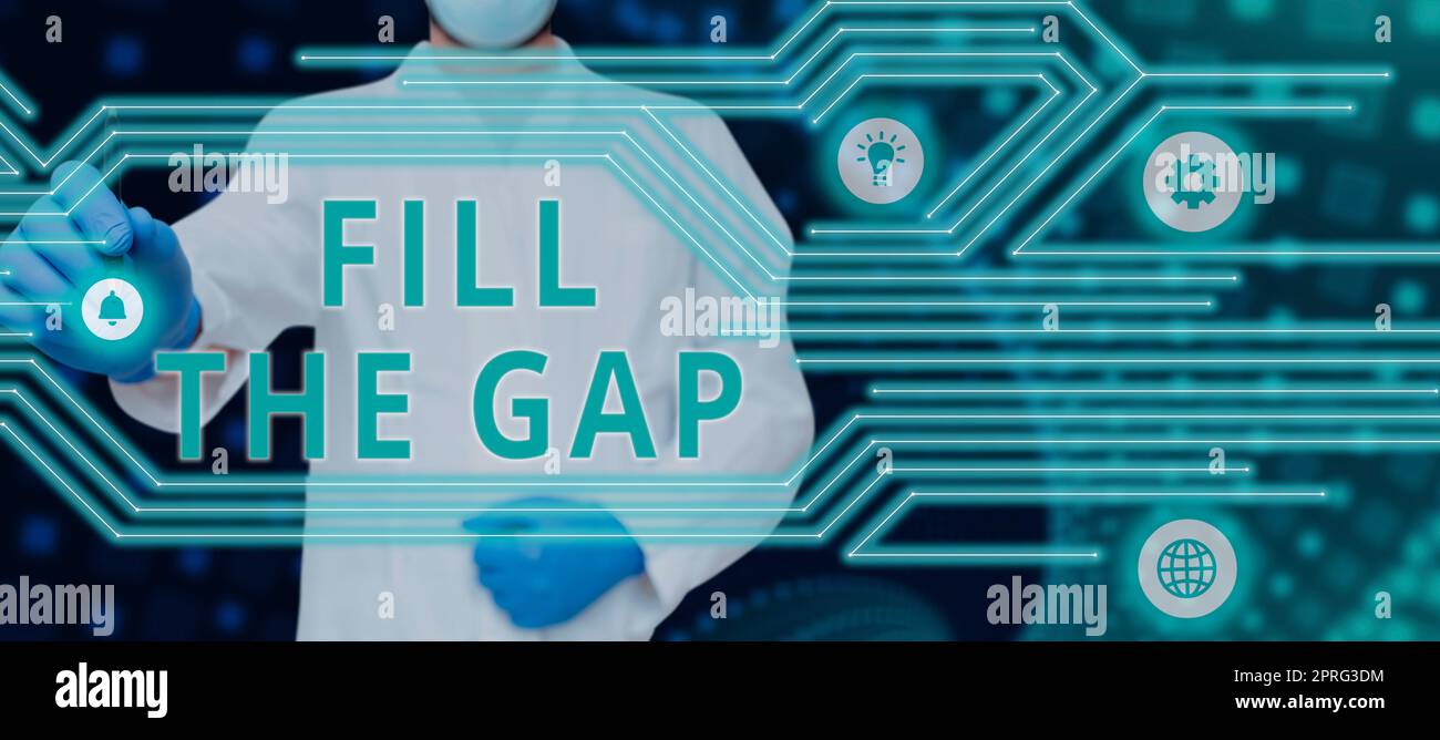 Conceptual caption Fill The Gap. Business showcase Put he missing part ...