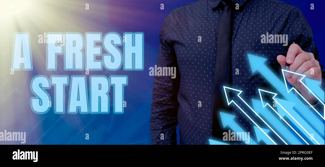 Text caption presenting A Fresh Start. Word Written on New beginnings ...