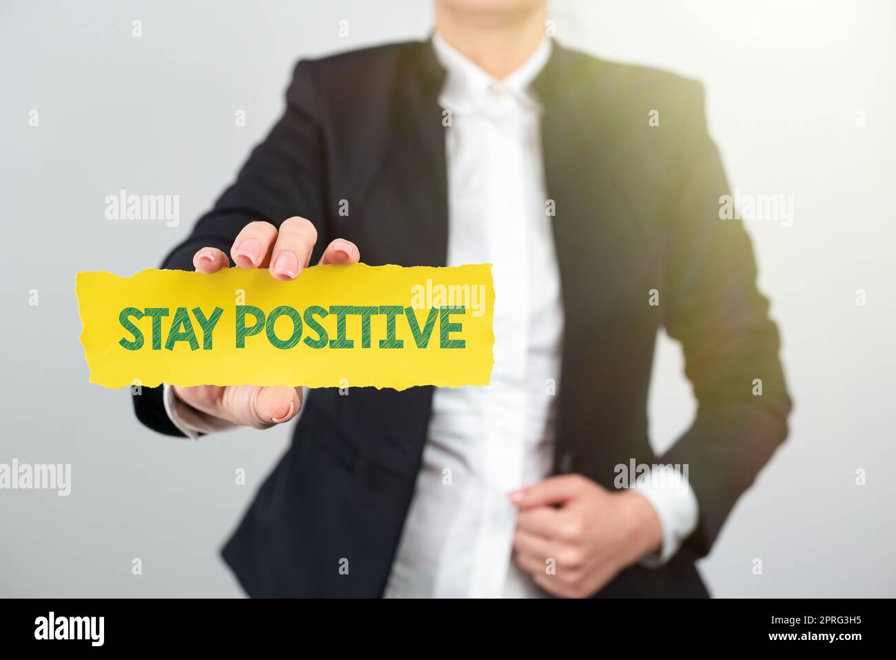 Text caption presenting Stay Positive. Conceptual photo Be Optimistic ...