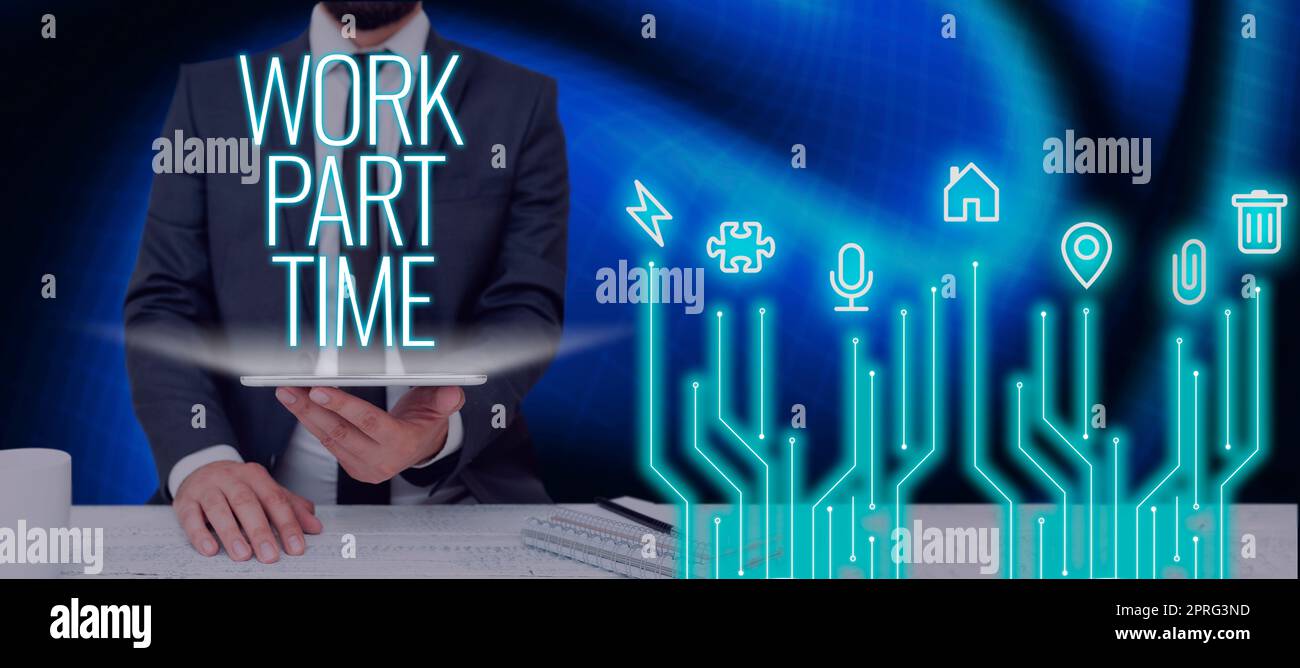 Text showing inspiration Work Part Time. Business overview A job that ...