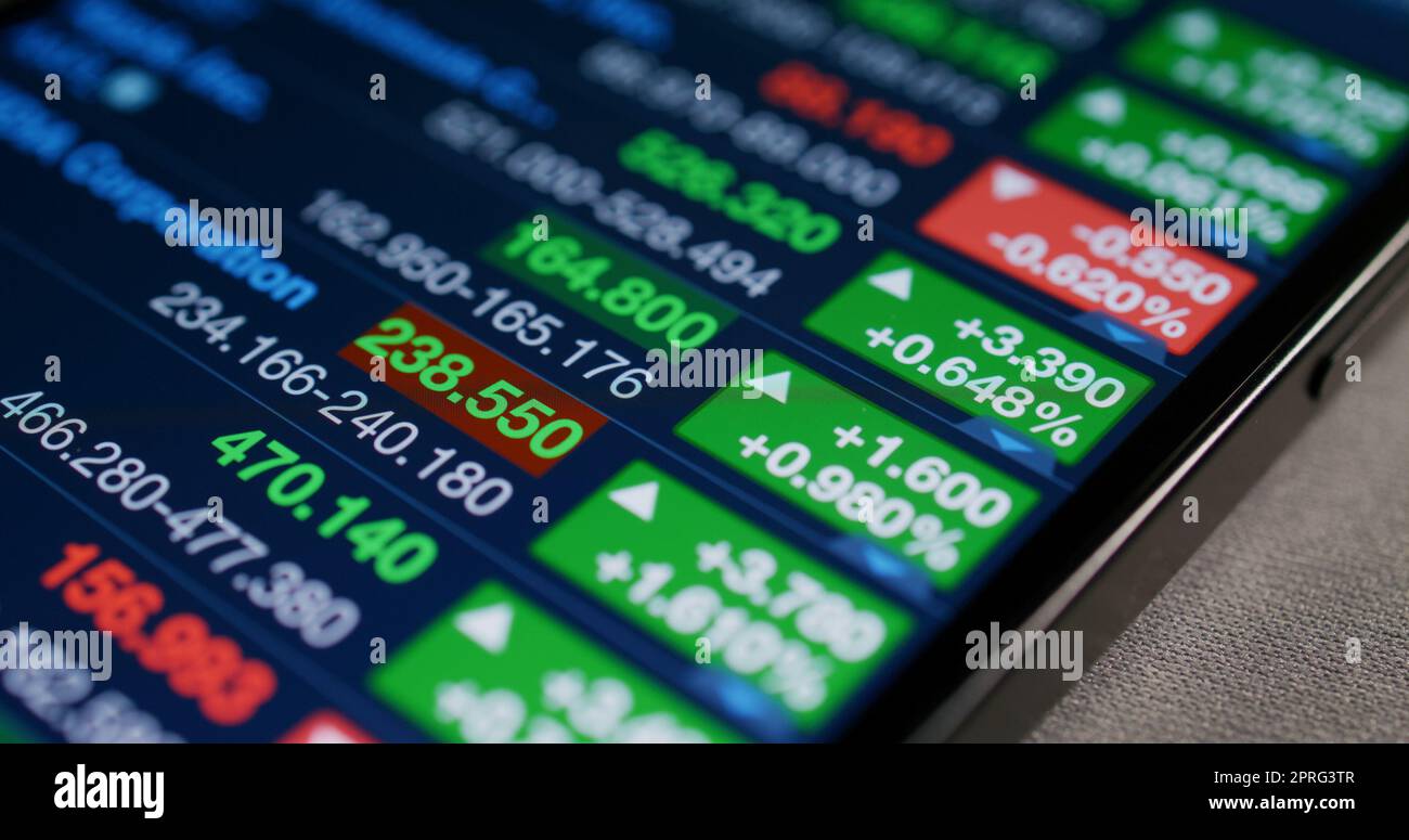 Stock market data shown on tablet computer screen Stock Photo - Alamy