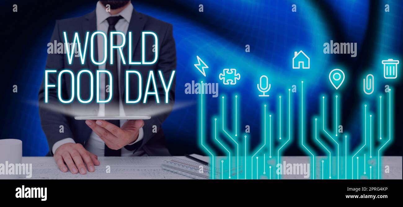 Text caption presenting World Food Day. Business concept World day of ... Text caption presenting World Food Day. Business concept World day of ...