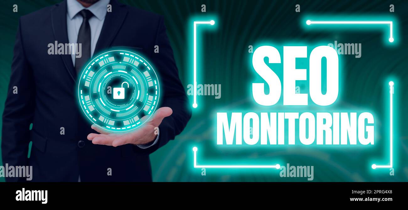 Text caption presenting Seo MonitoringTracking the progress of strategy ... Text caption presenting Seo MonitoringTracking the progress of strategy ...