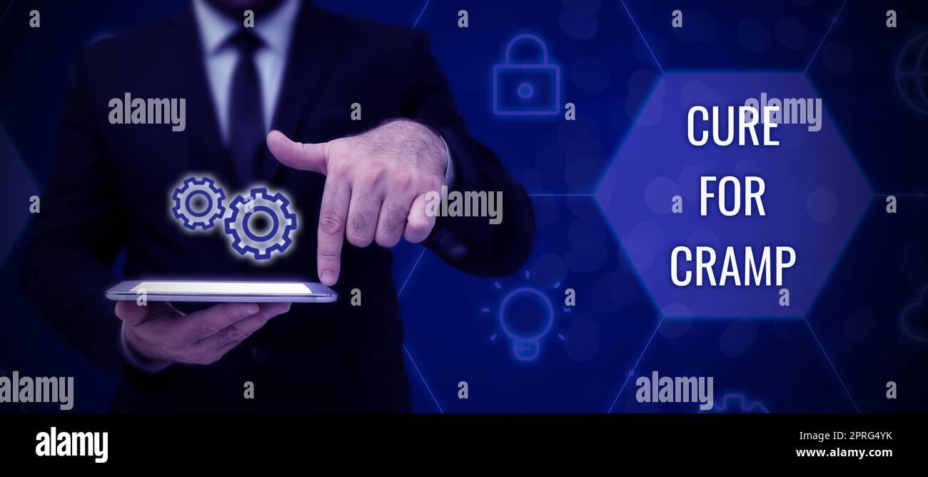 Hand writing sign Cure For Cramp. Conceptual photo Medical treatment ...