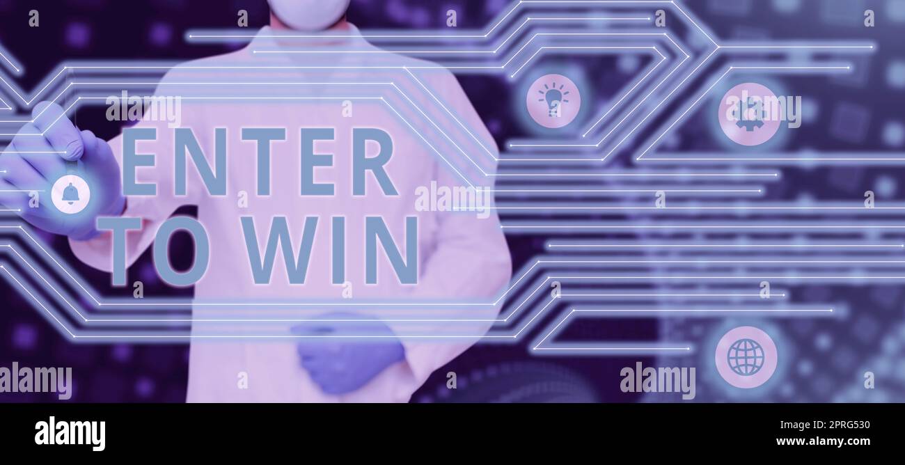 Text caption presenting Enter To Win. Business showcase Sweepstakes ...