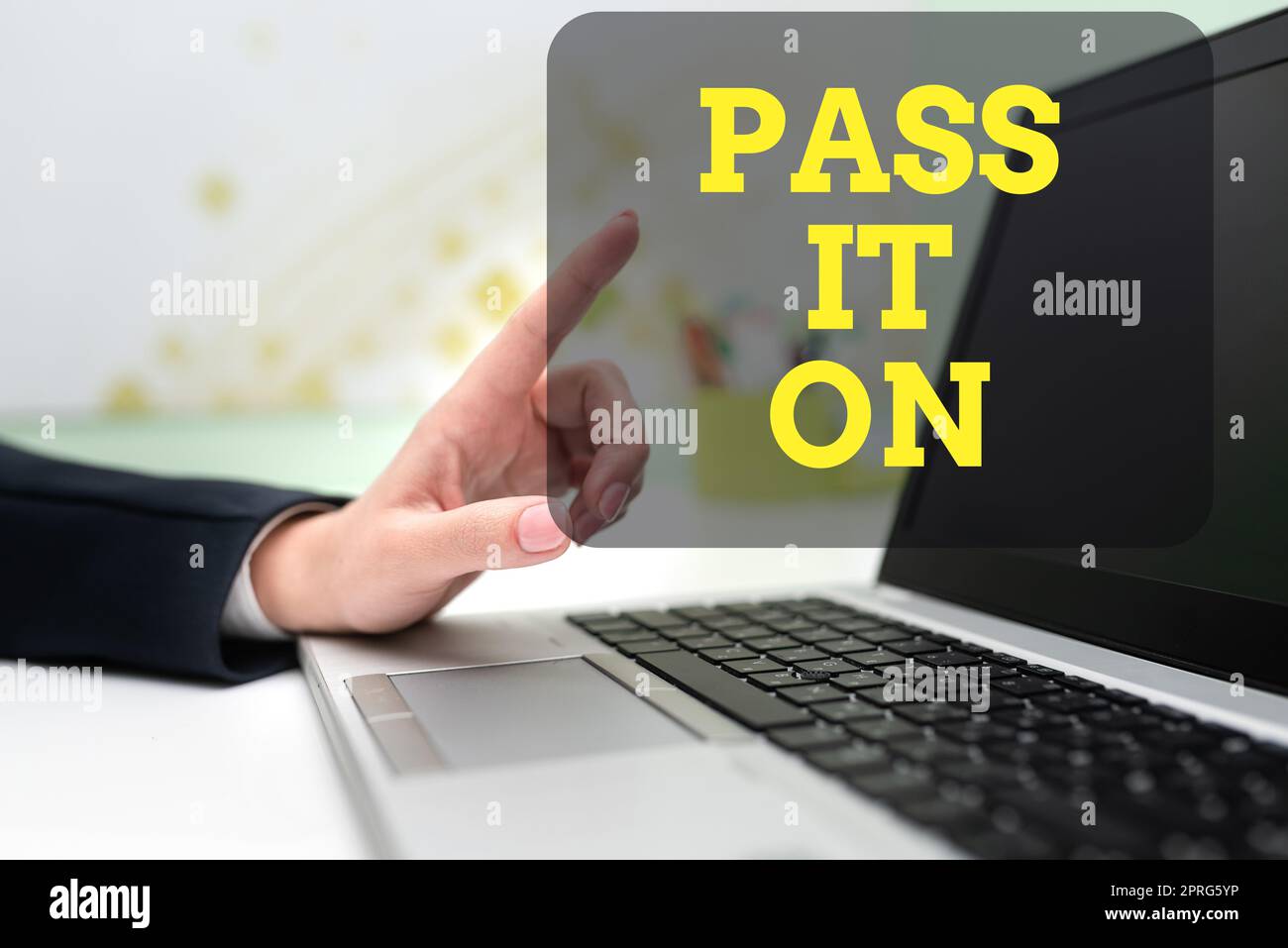 Text caption presenting Pass It On. Concept meaning Share something ...