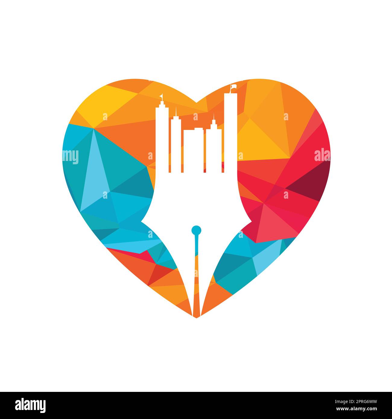 Creative concept with pen and city skyline logo design. Commercial ...