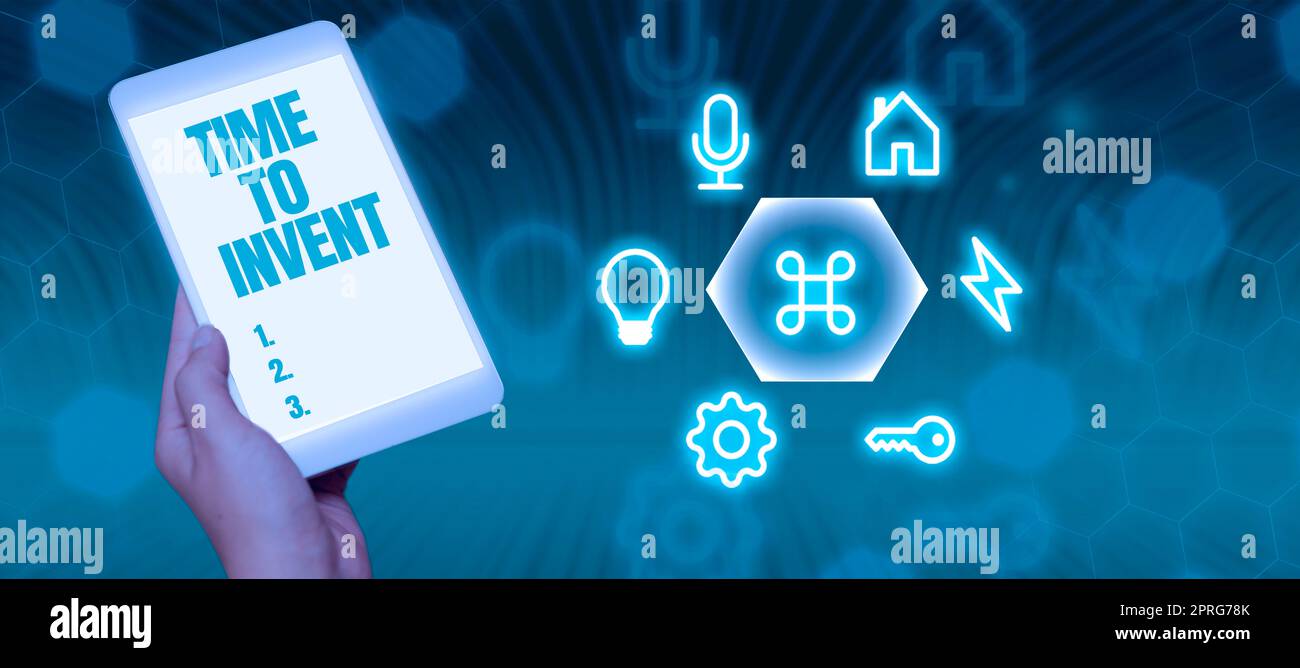 Conceptual display Time To Invent. Concept meaning Invention of ...