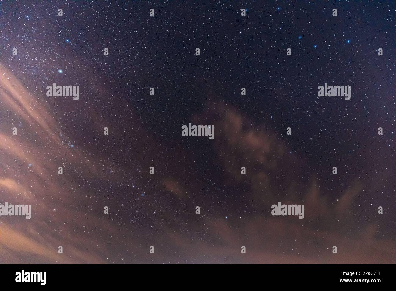 Real Night Sky Stars. Colorful Starry Sky With Some Clouds Background ...