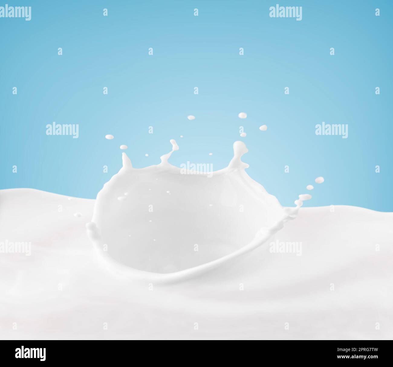 Milk crown splash, splashing in milk pool with blue background Stock ...