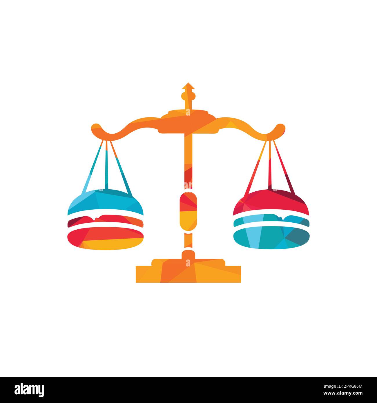 Food law vector logo design template. Law balance and burger icon ...