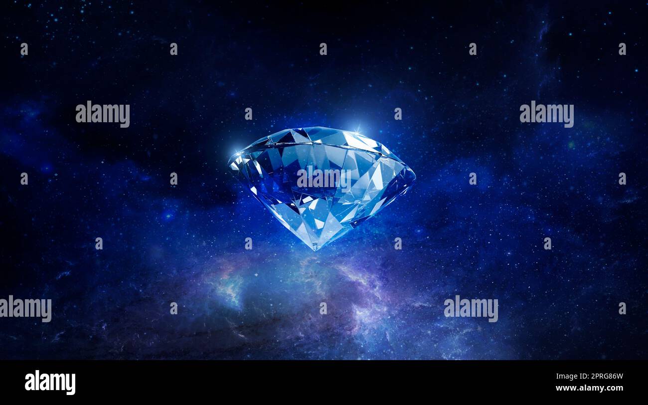 sparkling diamonds floating in the Planet view from space. 3d render ...