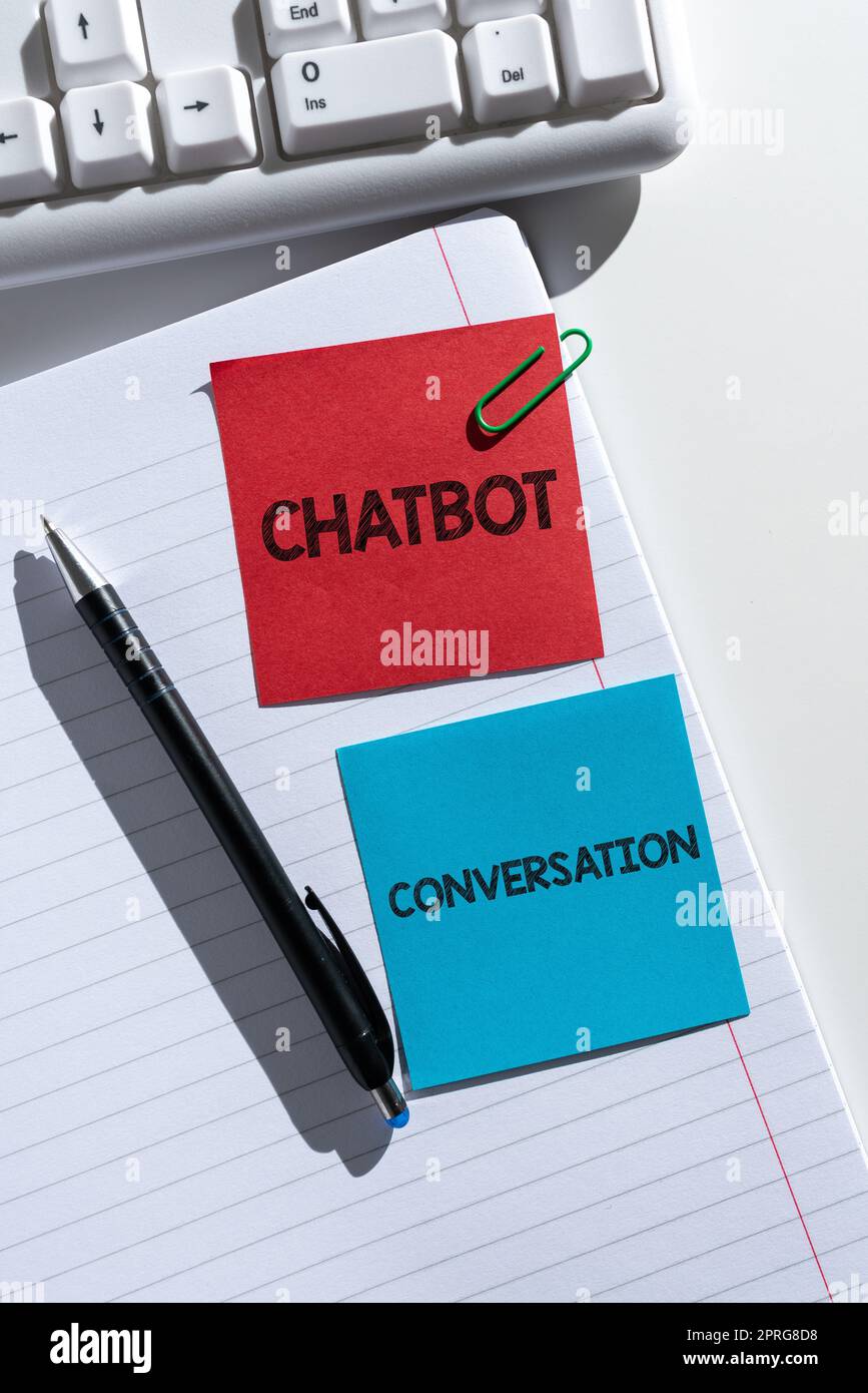 Text caption presenting Chatbot Conversation. Business overview ...