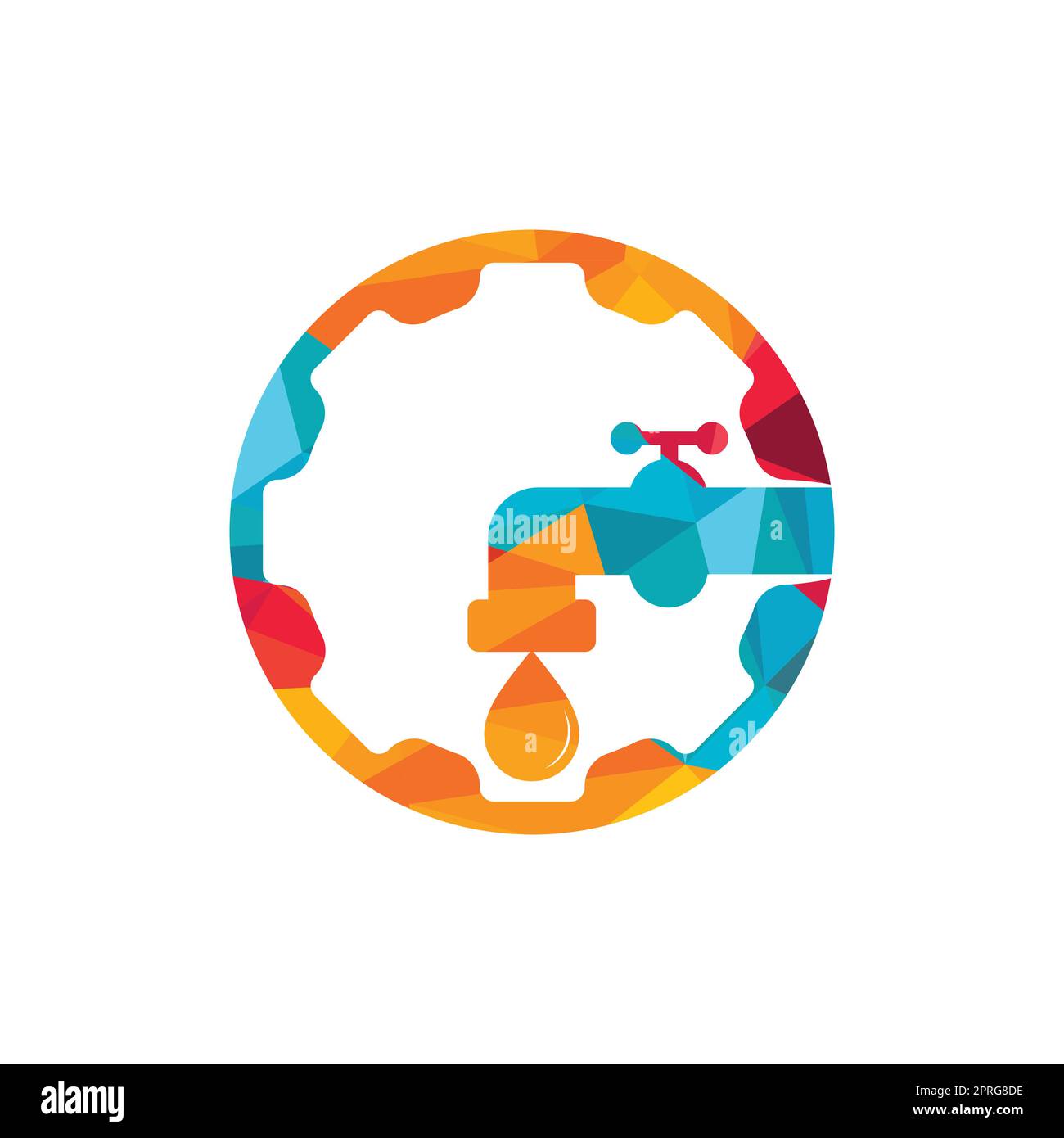 Plumbing symbol vector design business template. Water faucet with gear ...