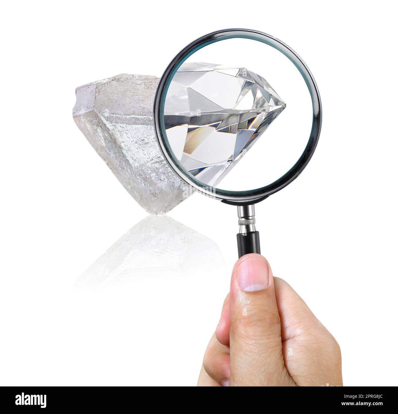 An expert examines through a magnifying glass. Searching For Value ...