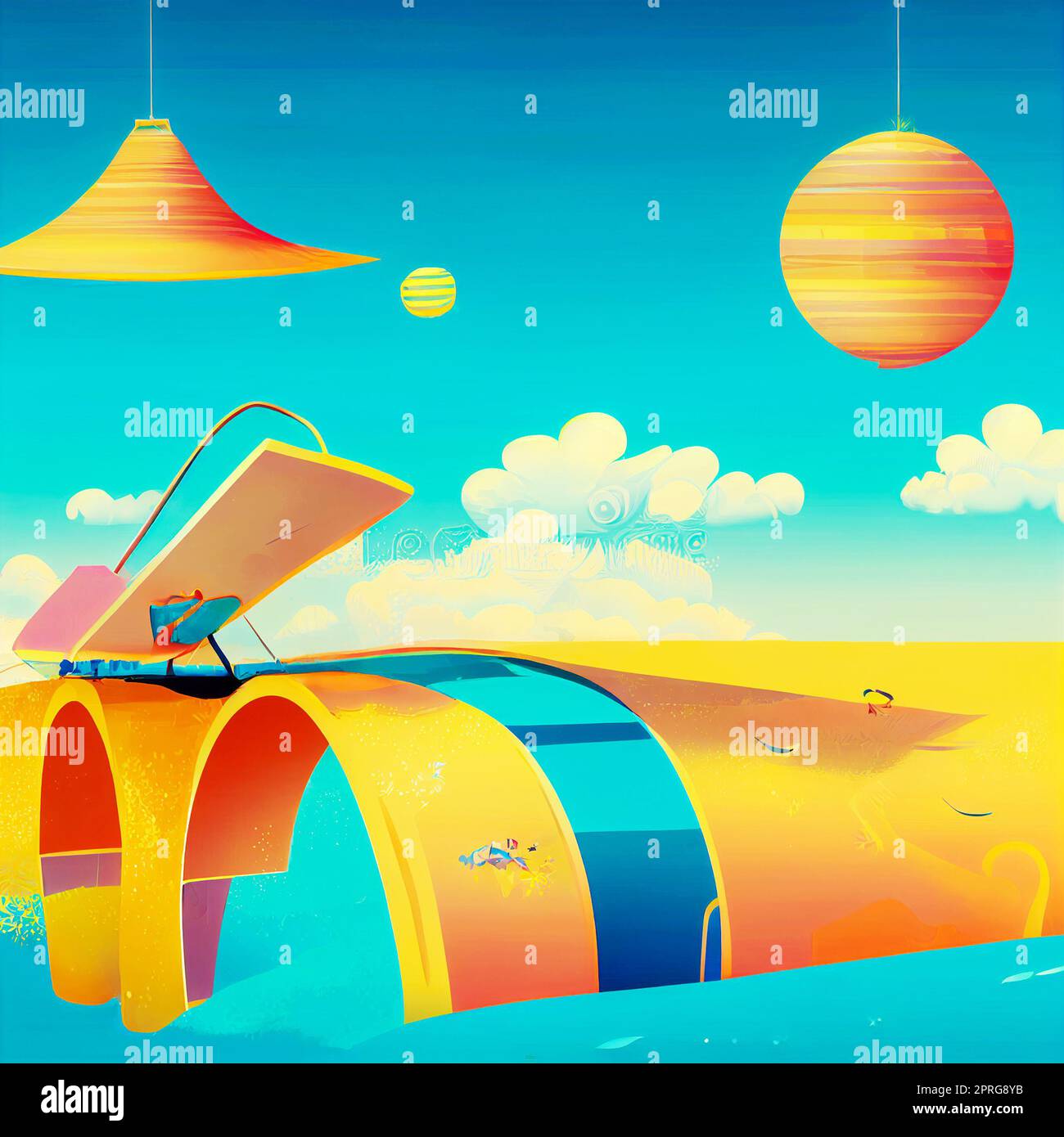 illustration of a concept of a pleasant summer vacation Stock Photo - Alamy