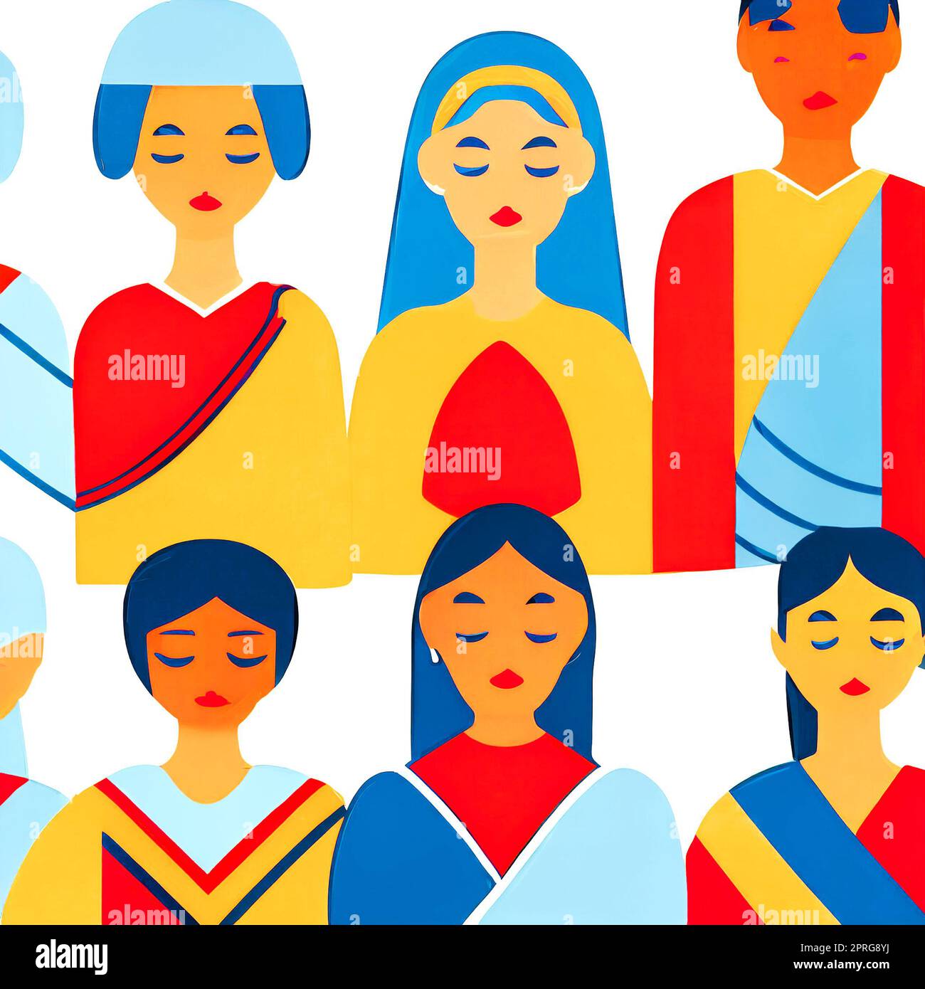 color image of ethnic group people illustration Stock Photo - Alamy