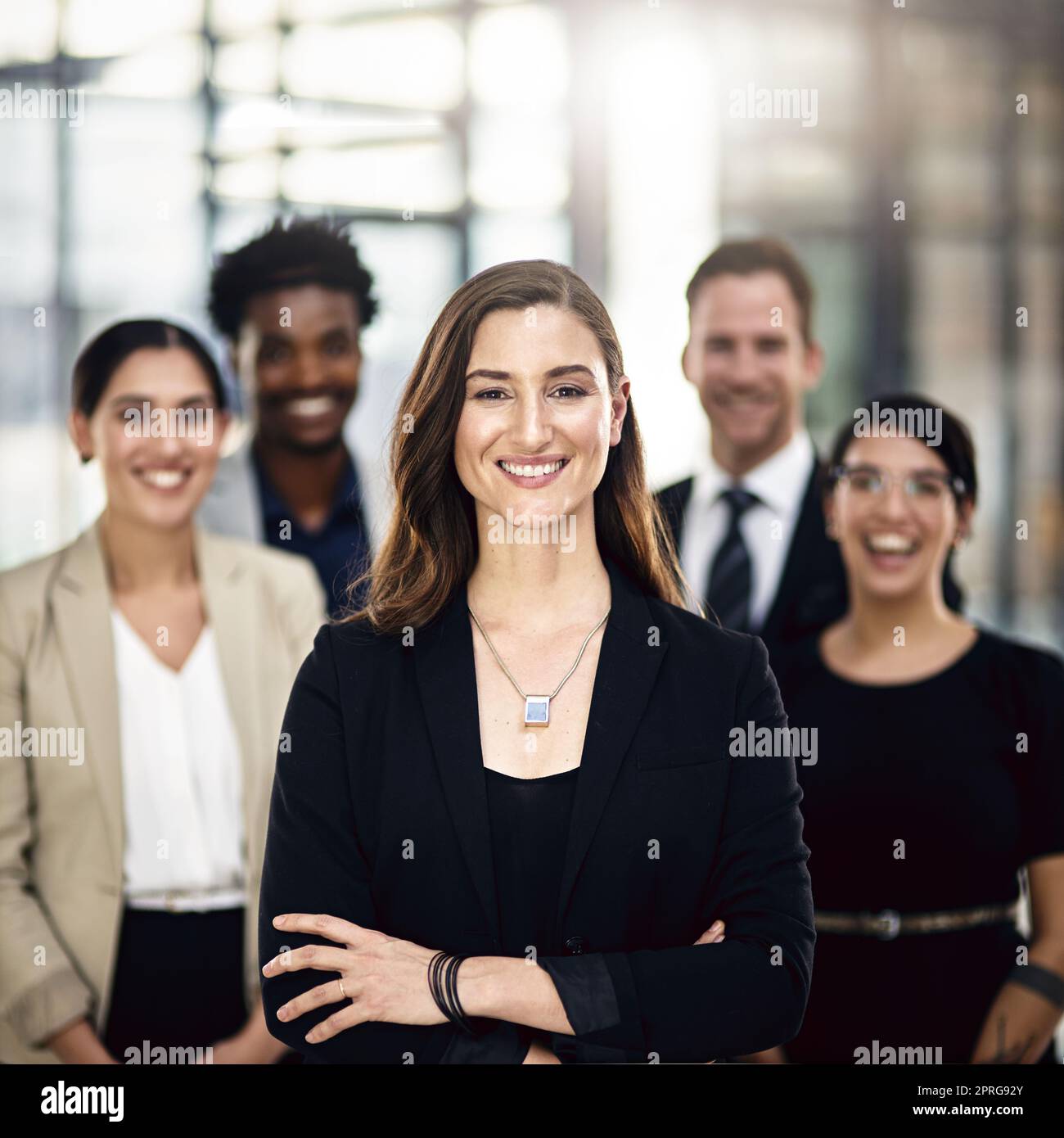 We set the benchmark. Cropped portrait of a group of businesspeople ...