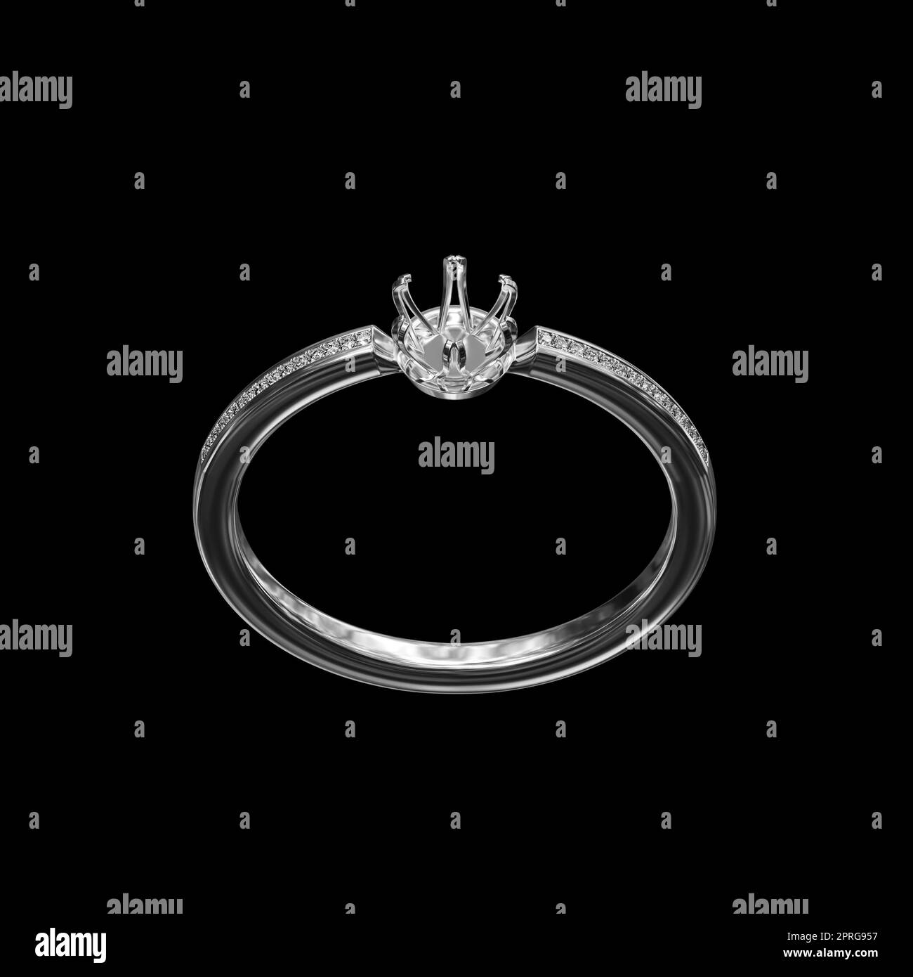 Ring without Diamond on a black background. 3d render Stock Photo - Alamy