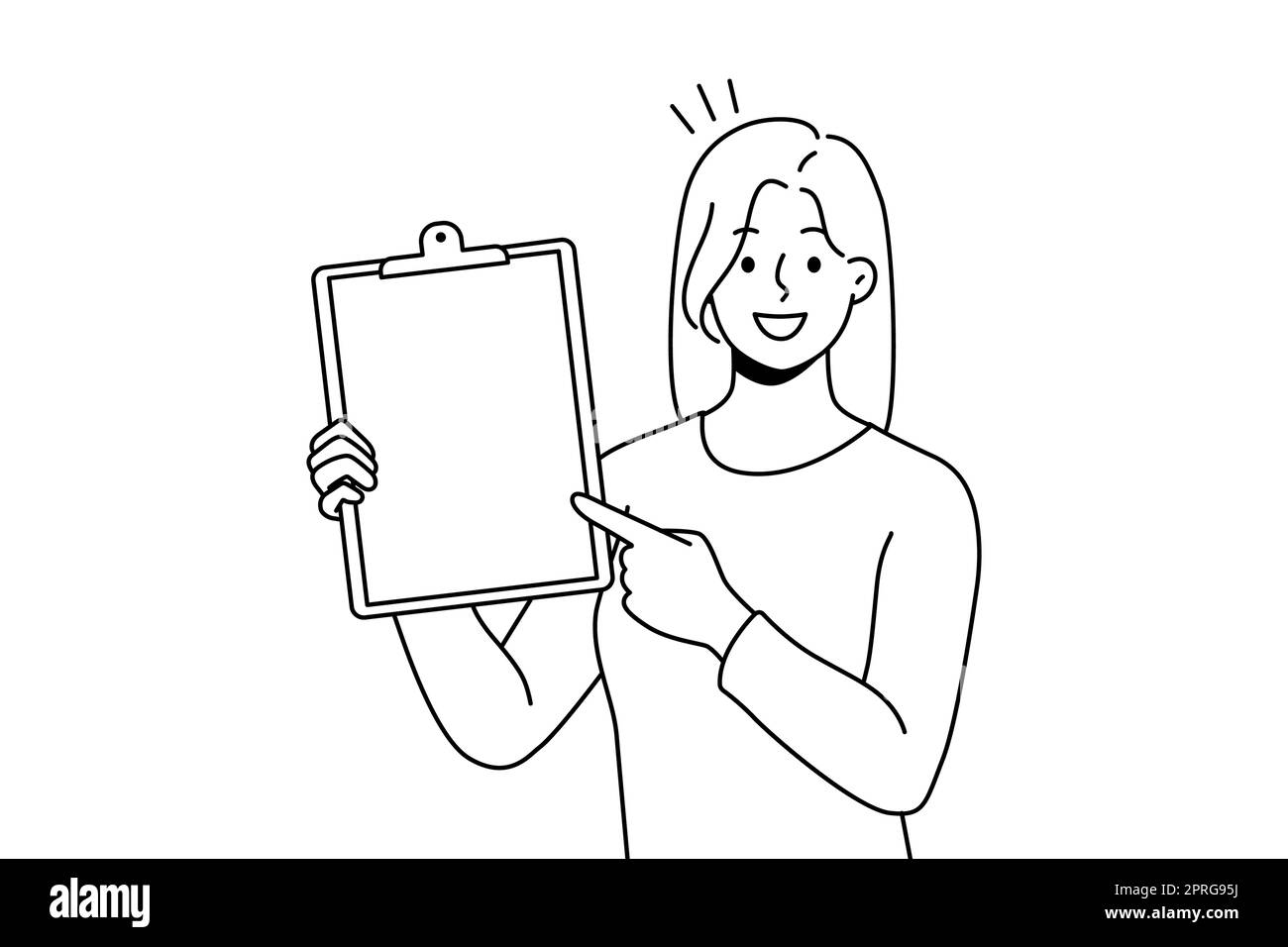 Smiling businesswoman showing folder with white mockup paper. Happy ...