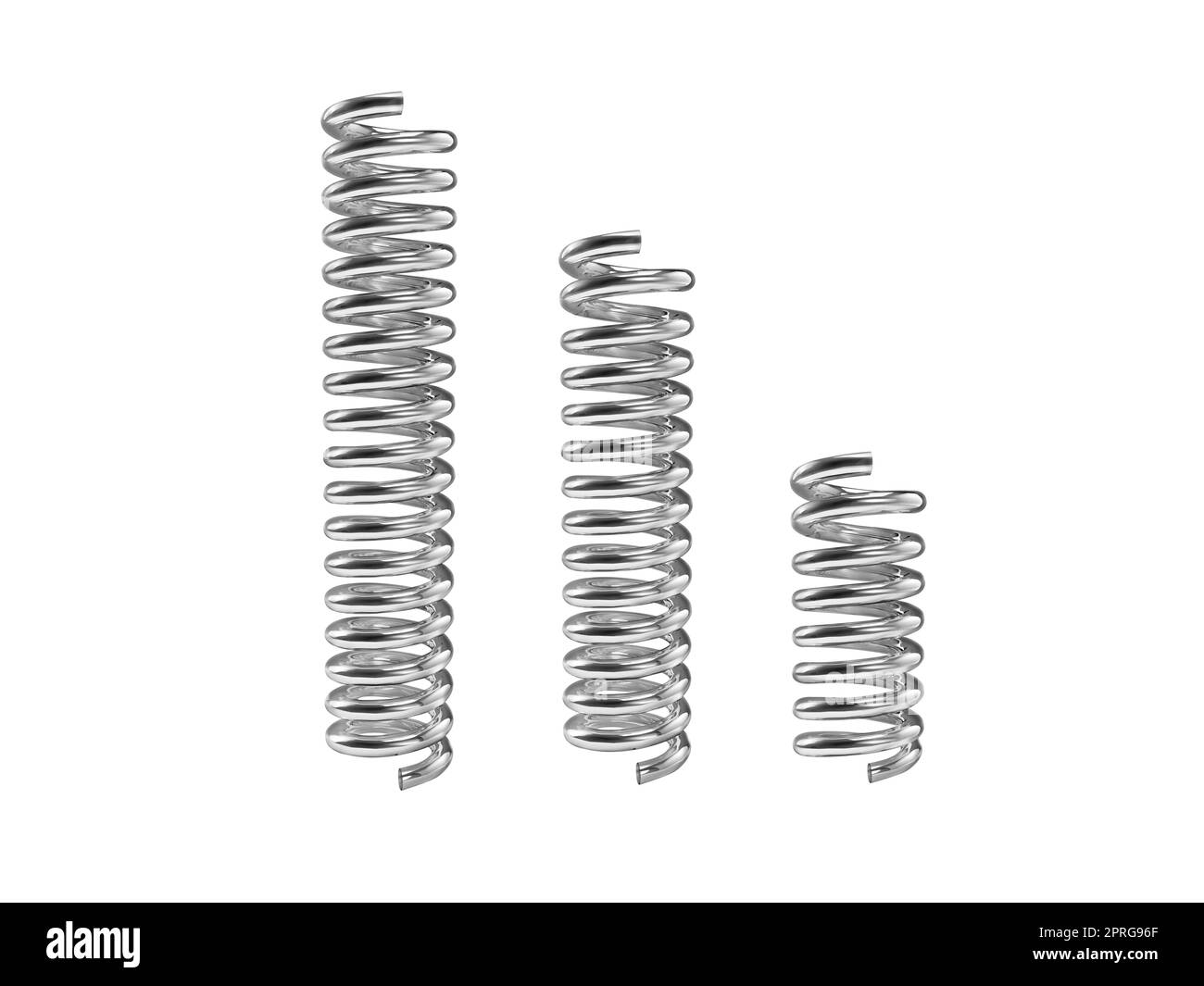 Silver color coil spring isolated over white background. 3D render ...