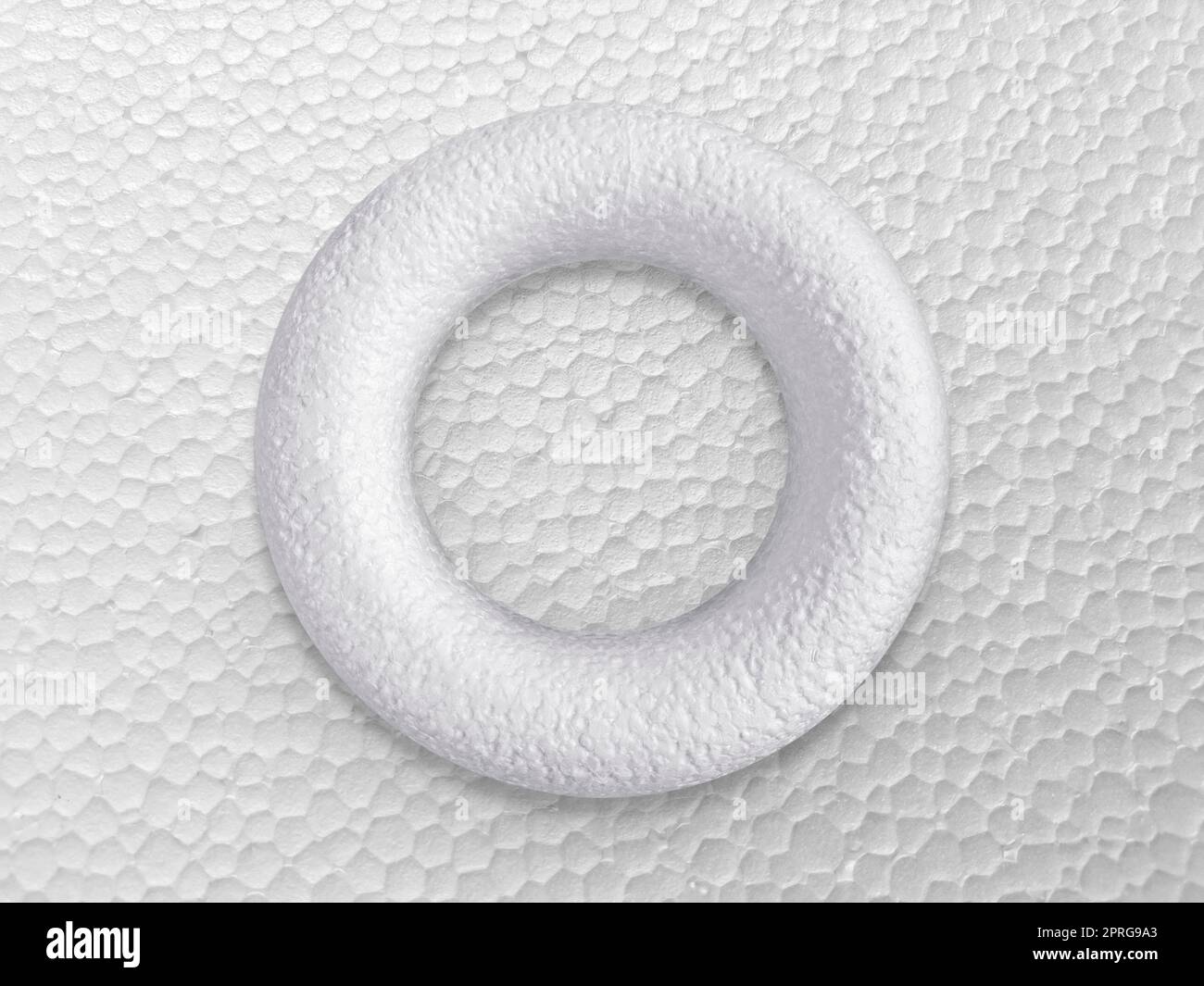 Styrofoam circle isolated on white foam background, top view Stock ...