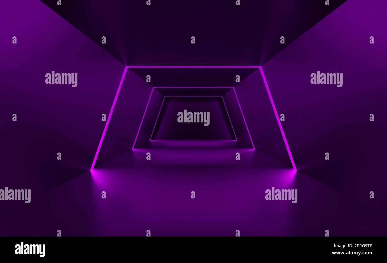 3d rendering of purple glowing neon light abstract background, sci-fi ...