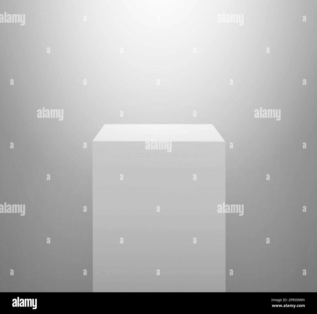 White rectangle empty pedestal and white wall. Simple template for an ...