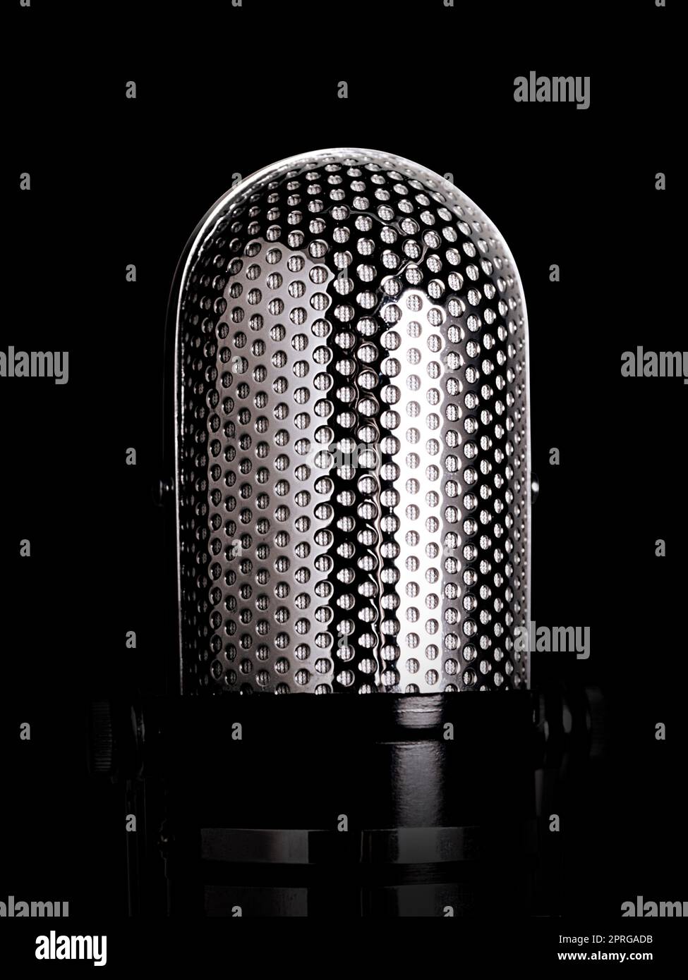 microphone metal on a black background Stock Photo - Alamy