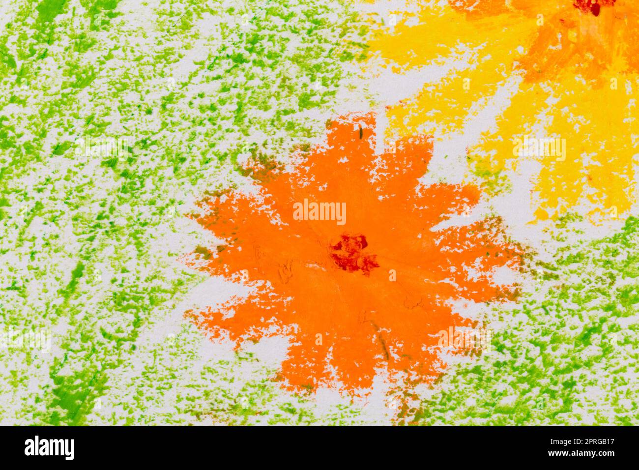 crayon hand drawing green texture flowers Stock Photo - Alamy