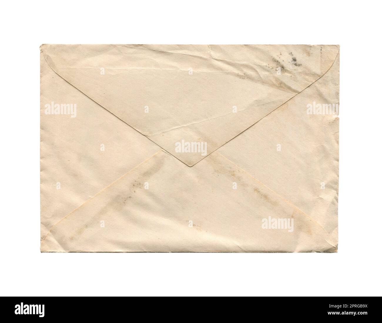 front view closeup of blank old aged vintage closed letter paper ...