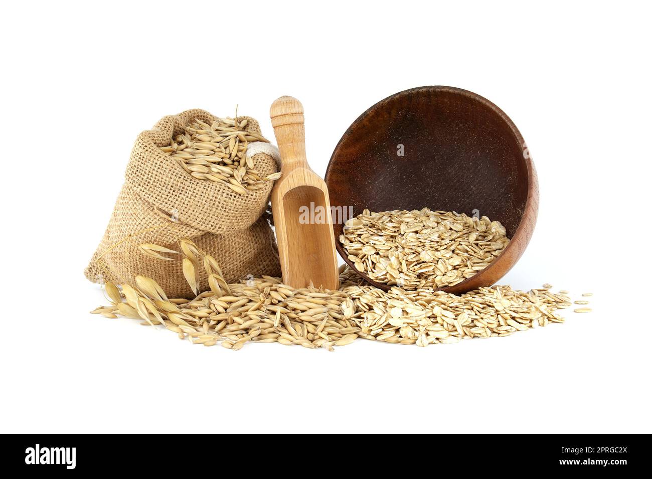 Oats grains with hulls and rolled oat groats Stock Photo - Alamy