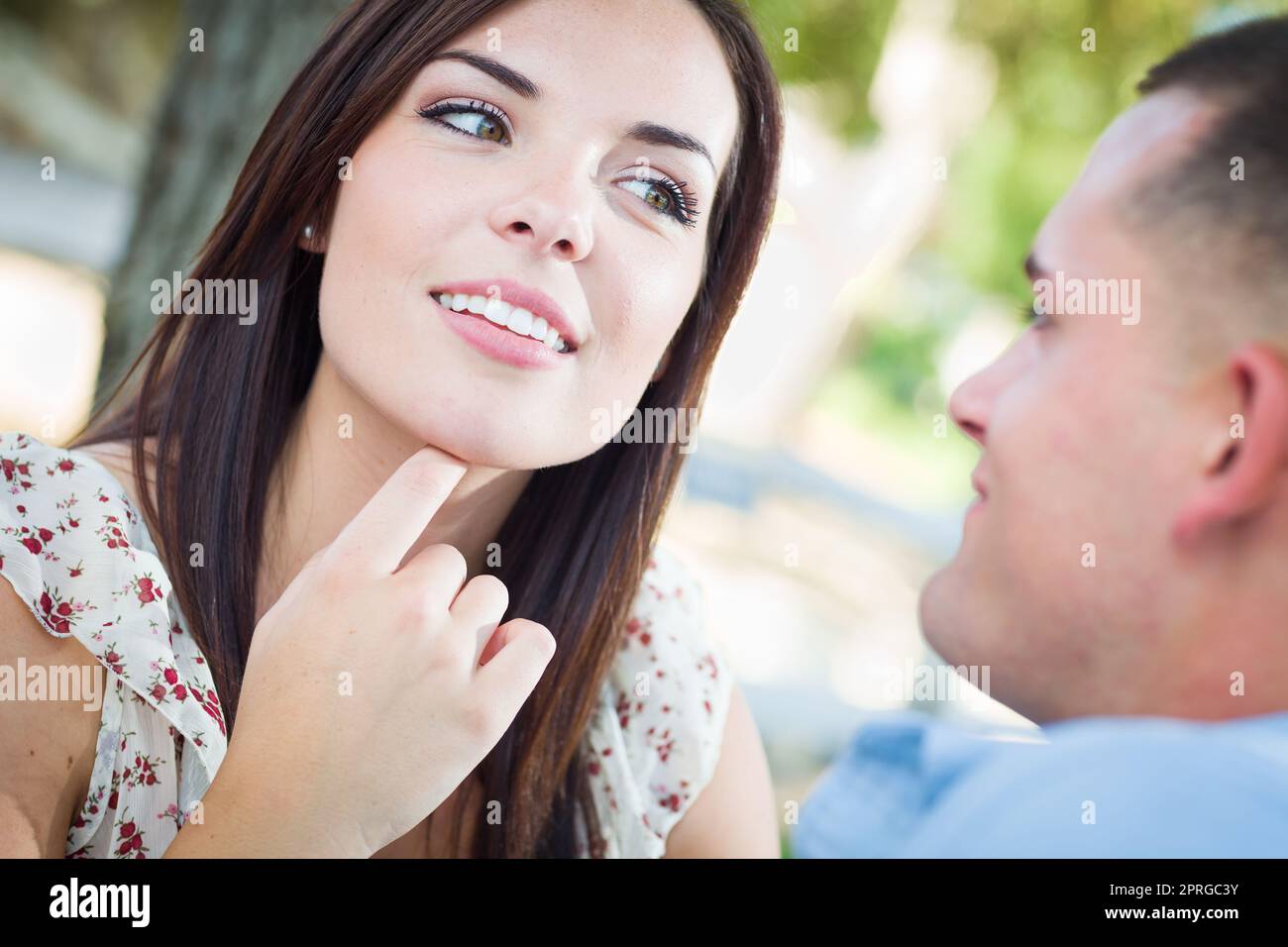 Happy Romantic Caucasian Couple Portrait in the Park Stock Photo - Alamy