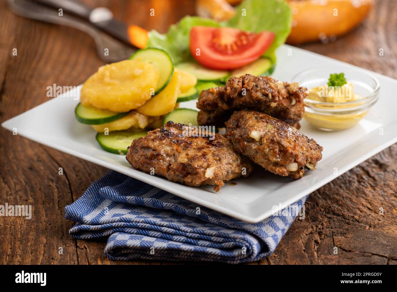 bavarian minced meat fleischpflanzerl Stock Photo - Alamy
