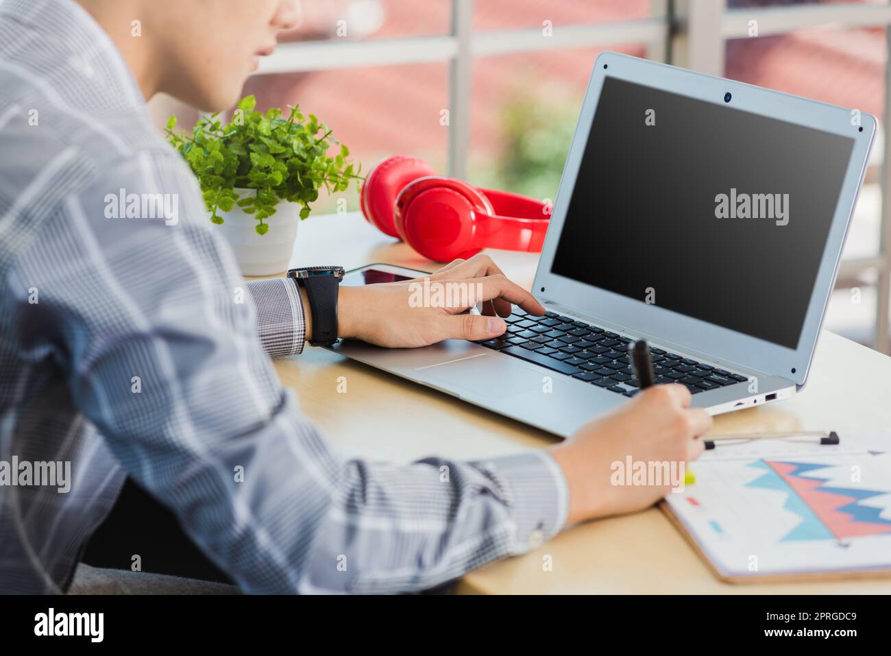 businessman writing notes with pen inspired ideas list on paper notepad ...