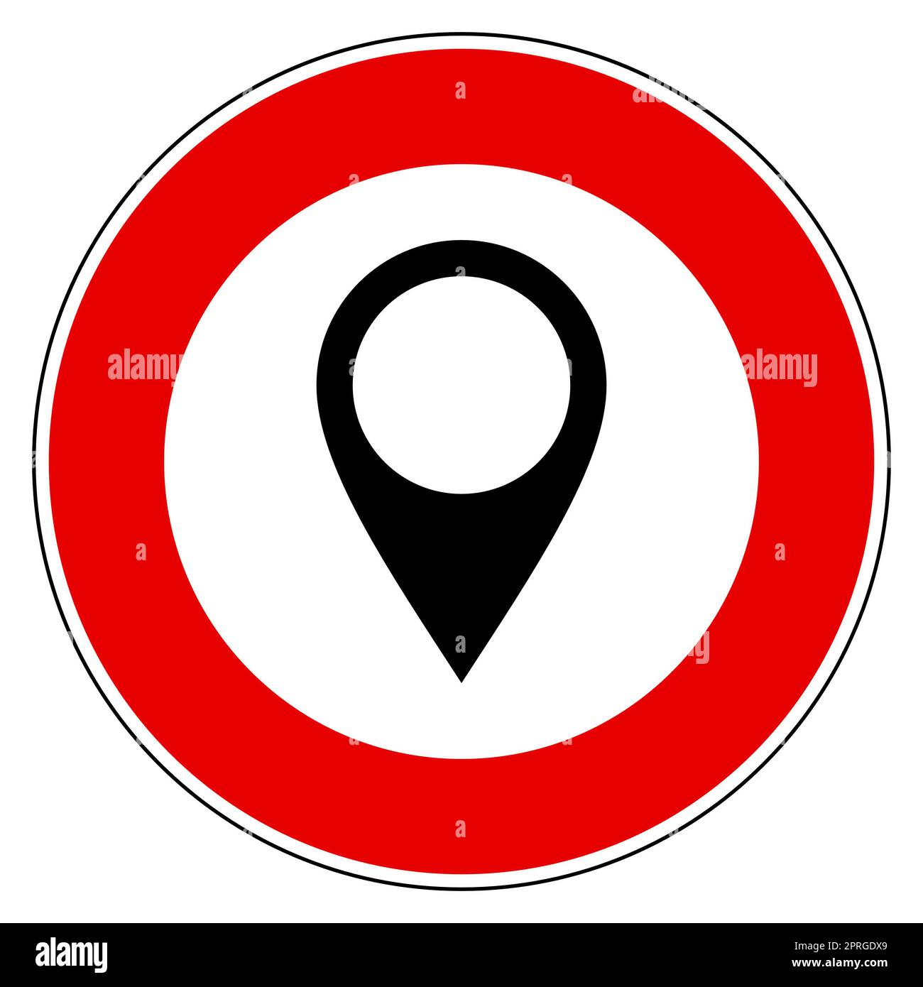 Location pin and prohibition sign Stock Photo - Alamy