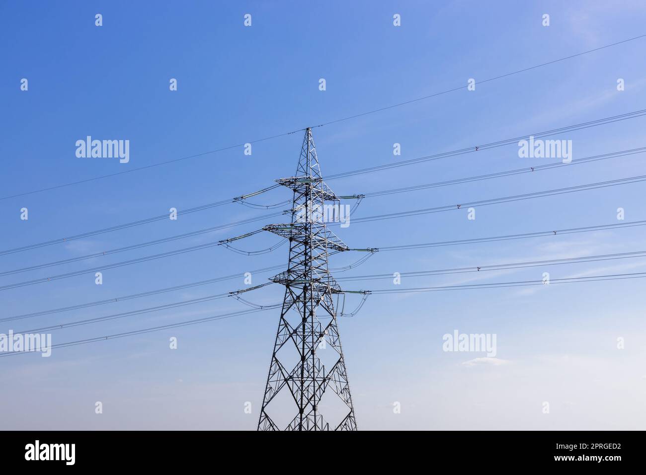 High voltage pole or High voltage electricity tower and transmission ...
