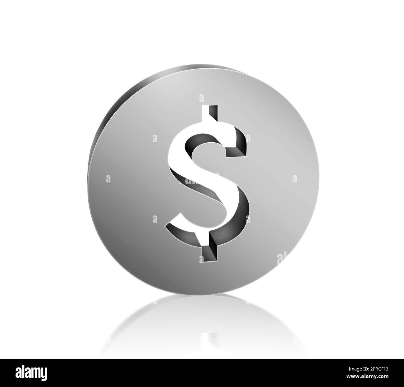 Silver color 3d Flat dollar. dollar sign. 3d render Stock Photo - Alamy