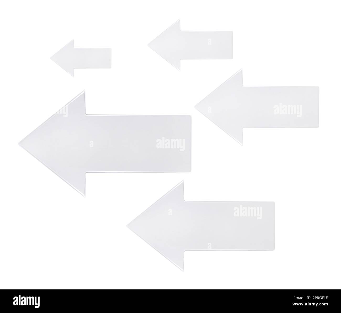 White arrow - 3d render isolated on a white background Stock Photo - Alamy