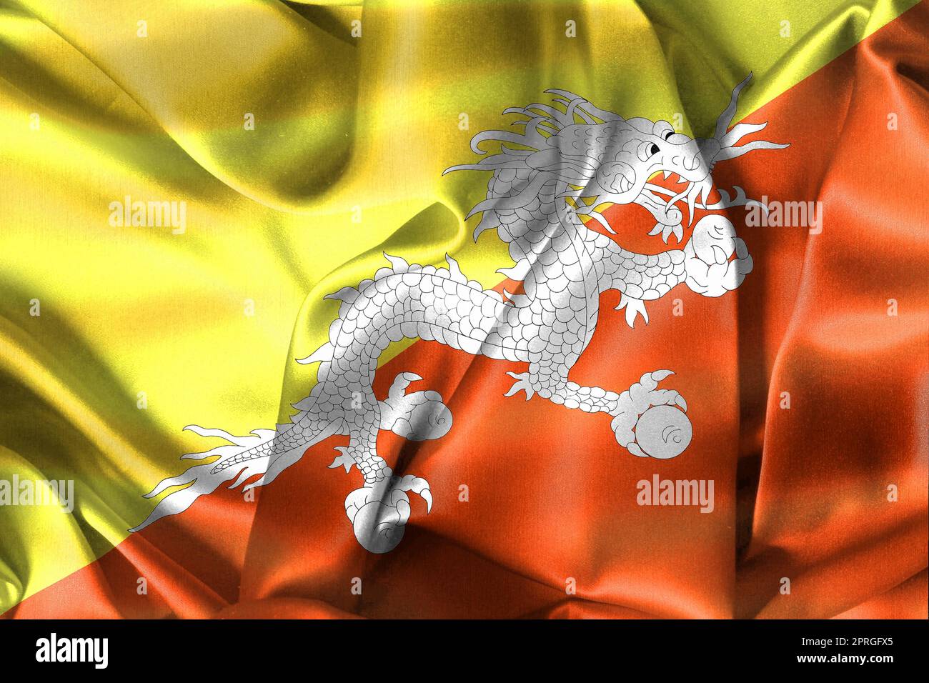 Bhutan flag - realistic waving fabric flag Stock Photo - Alamy