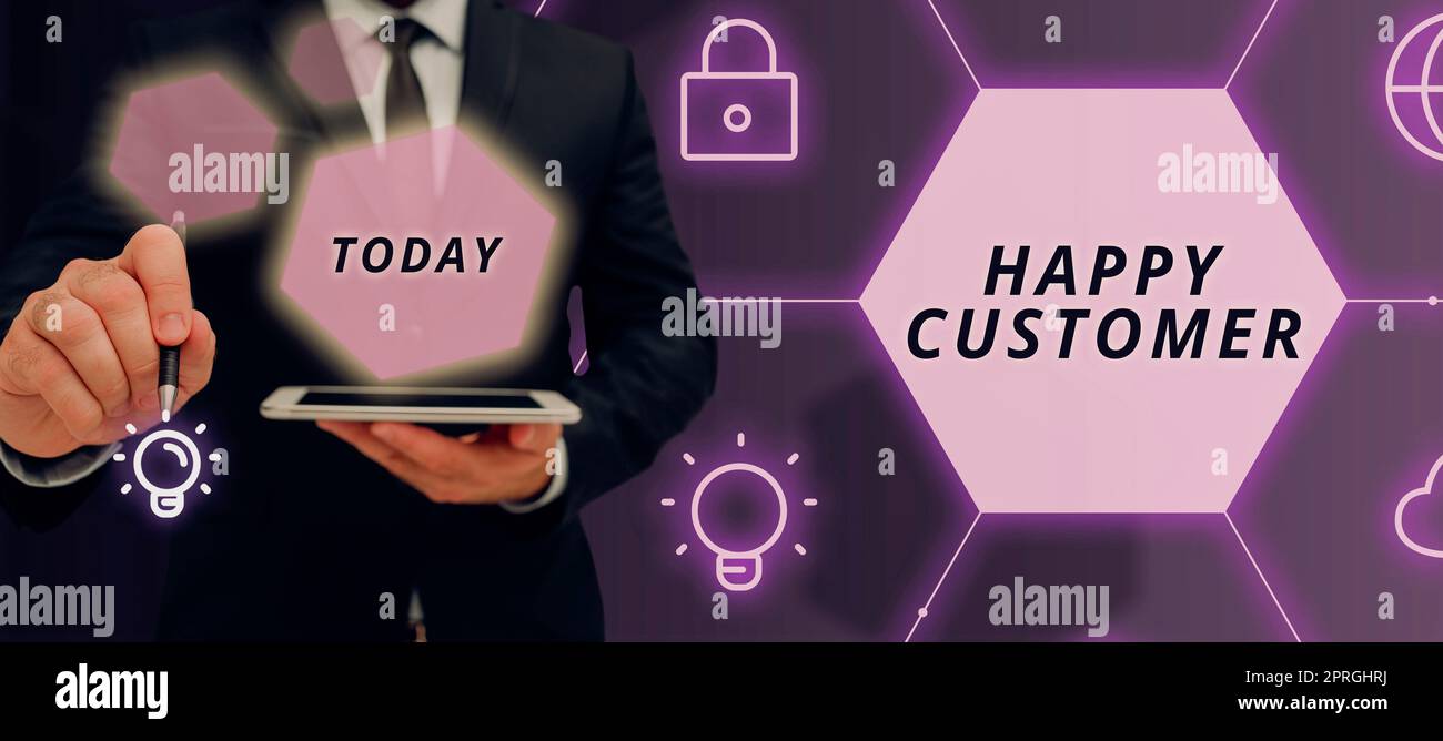 Conceptual display Happy Customer, Word for highest satisfaction rate ...