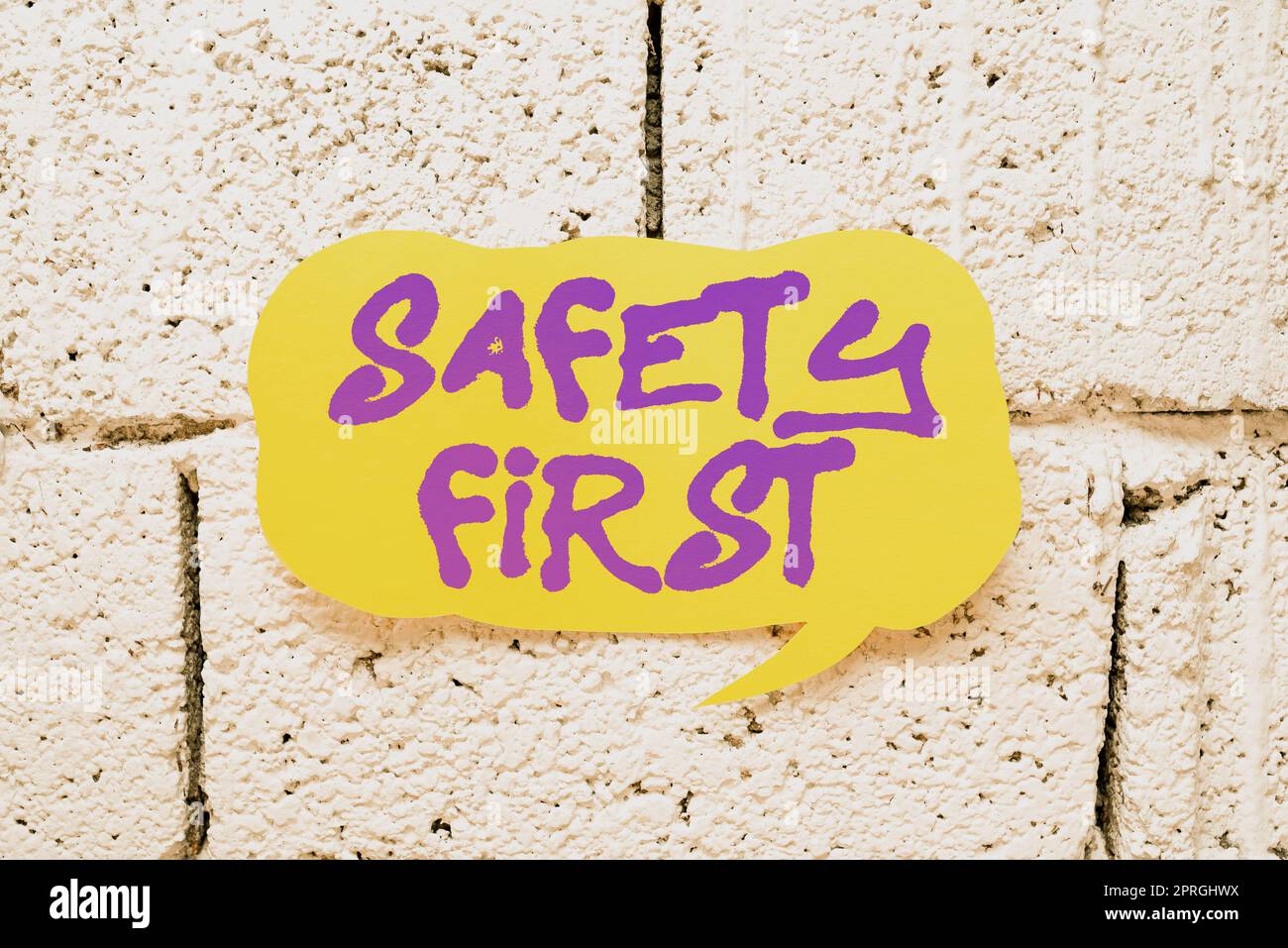 Text caption presenting Safety First, Conceptual photo Avoid any ...