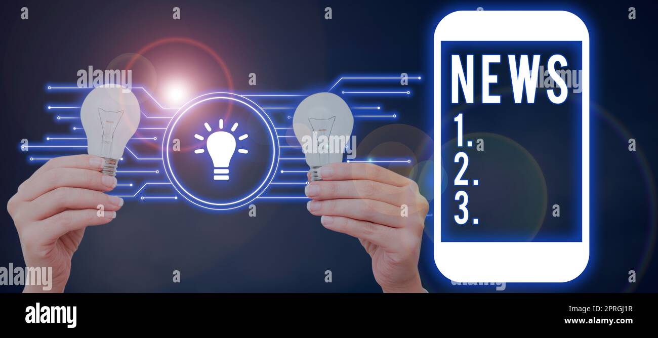 Sign displaying News, Business overview comprehensive uptodate ...