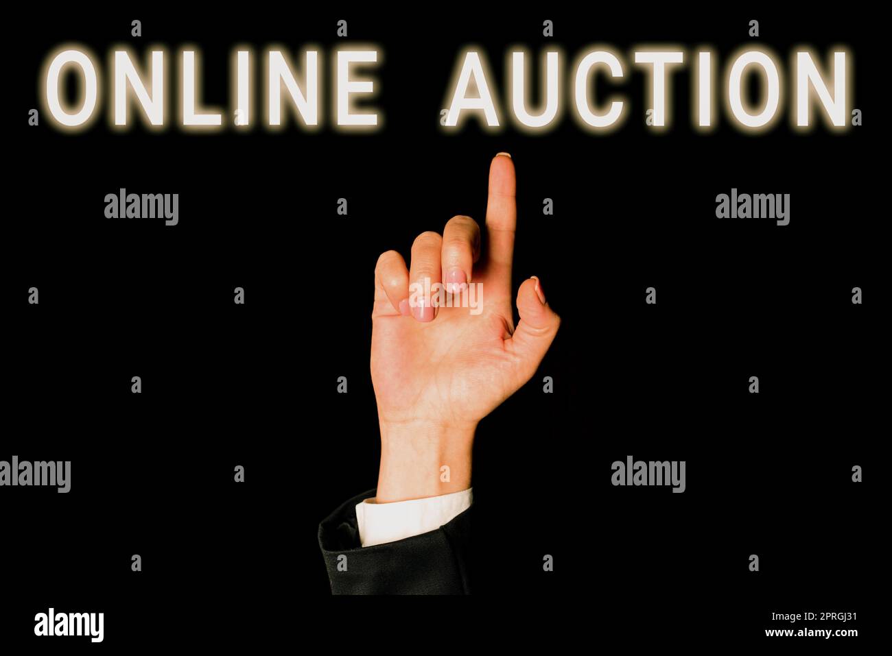 Hand writing sign Online Auction, Business showcase digitized sale ...