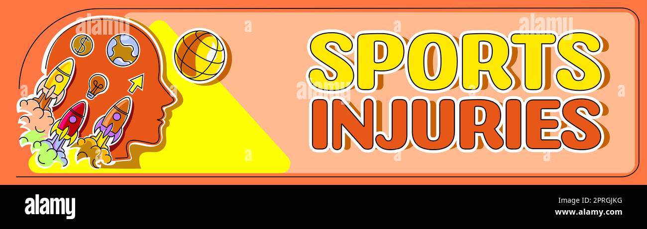 Hand writing sign Sports Injuries, Word Written on program that helps ...